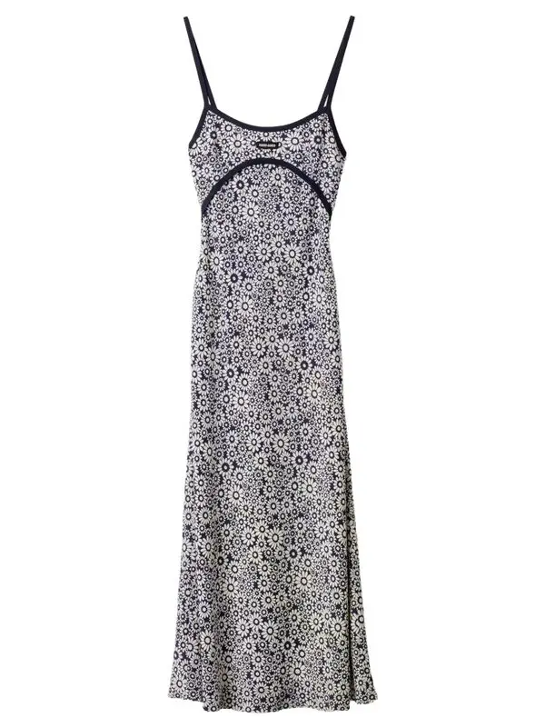Miu Miu Floral-print Slip Midi Dress - Blue