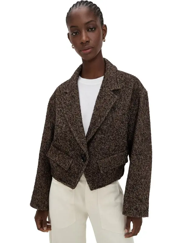 APIECE APART Ria Cropped Jacket - Textured Herringbone