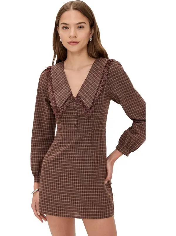 O.P.T Rosalind Mini Dress - Brown Plaid