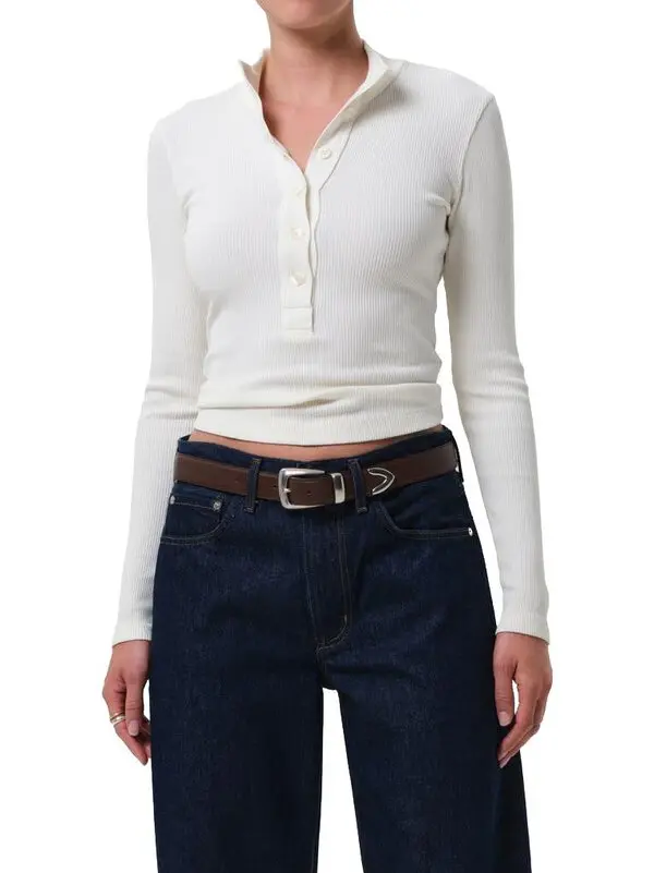 Citizens Of Humanity Sheena Long Sleeve Rib Polo - Pashmina Off W