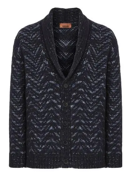 Missoni Buttoned Cardigan With Chevron Pattern - Blue