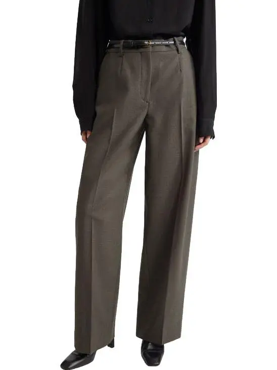 TOTÊME Tailored Wool Blend Wide Leg Trousers - Forest