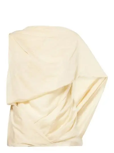 ENTIRE STUDIOS Side Drape Round-neck Woven Top - Tan
