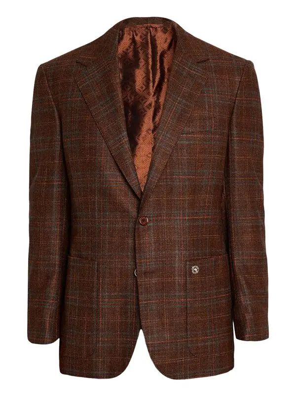 Stefano Ricci Multi-plaid Notch Lapel Sport Coat - Brown