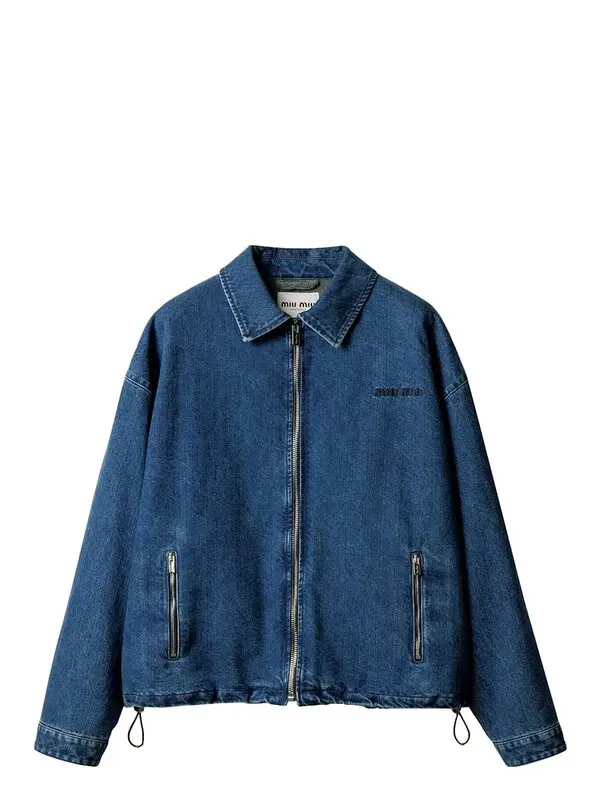 Miu Miu Denim Zip Shirt Jacket - Bleu