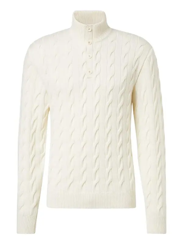 Ralph Lauren Cable-knit Cashmere Turtleneck Sweater - White