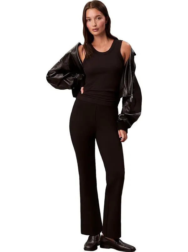 Calvin Klein Ponte Slim Flared Pants - Black