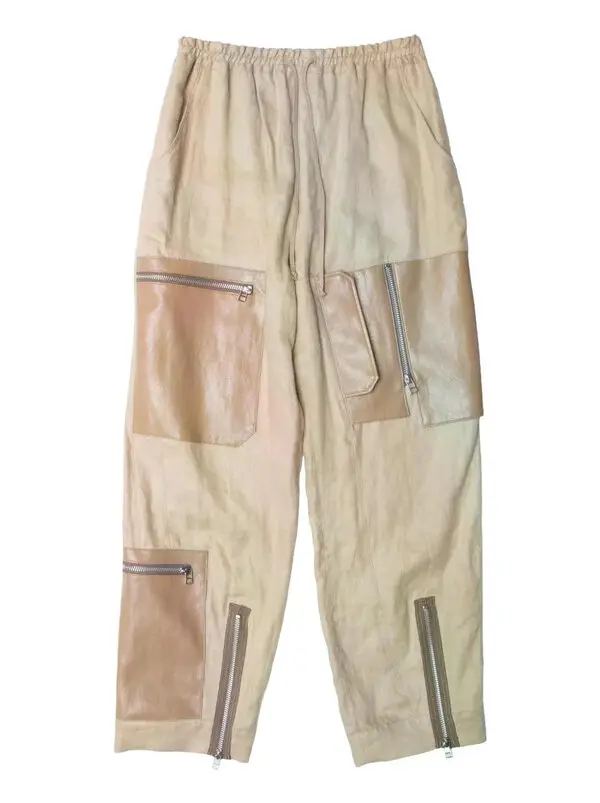 MULLER OF YOSHIOKUBO Leather-panel Zip-detail Trousers - Neutrals