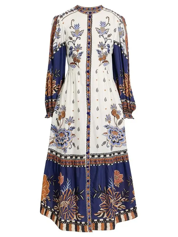 Farm Rio Printed Voile Midi Dress - White