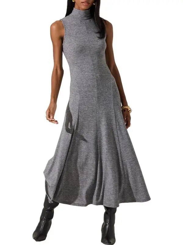 Astr The Label Haylie Turtleneck Knit Dress - Grey