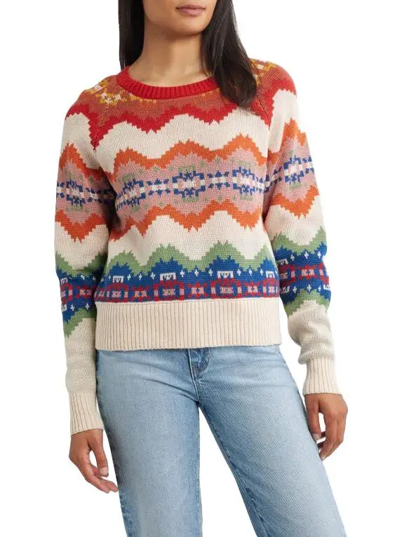 Pendleton Cotton Raglan Sleeve Sweater - Ecru Harding Stripe