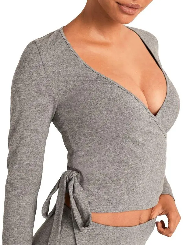 ADORE ME Jersey Ballet Wrap Top - Grey
