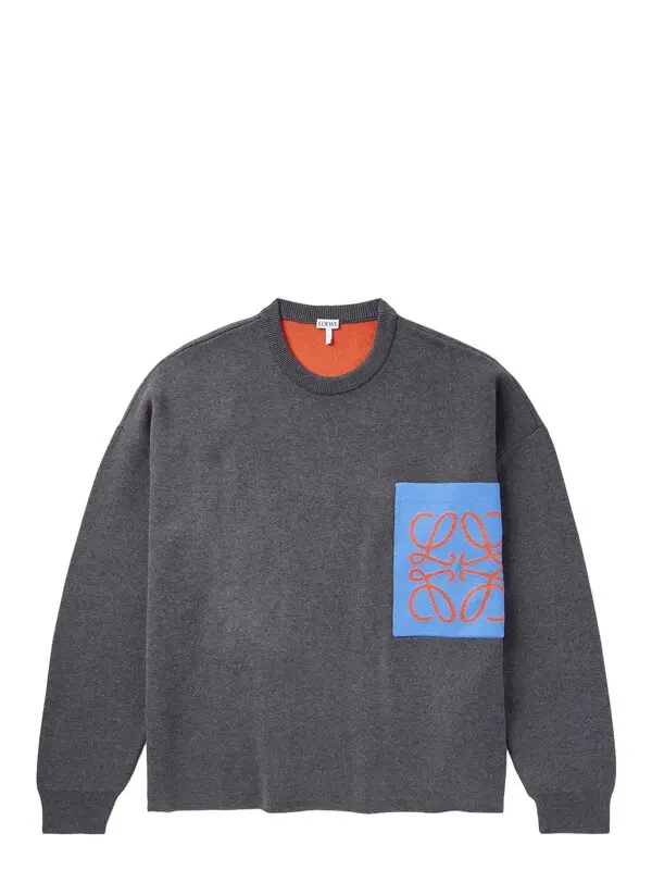 Loewe Anagram Logo-jacquard Knitted Sweater - Gray