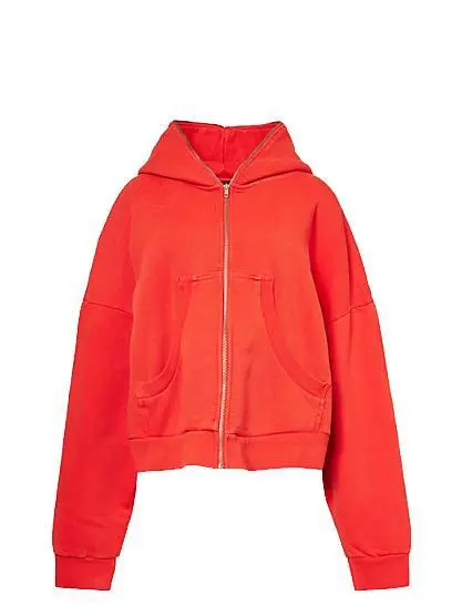 ENTIRE STUDIOS Eternal Zip Cotton-jersey Hoodie - Cherry