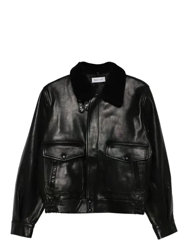 ERNEST W. BAKER Flap-pocket Leather Jacket - Black