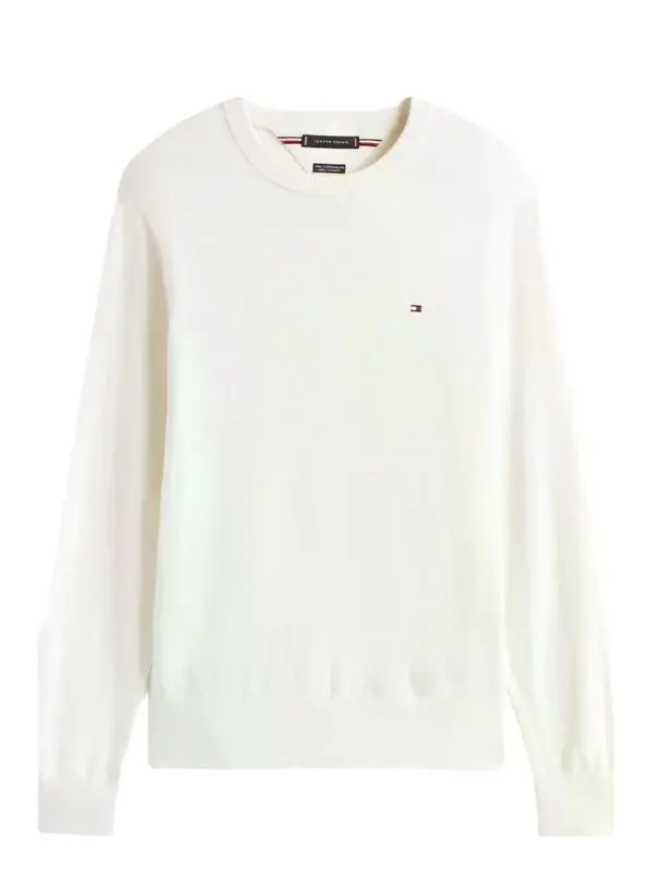 Tommy Hilfiger Logo-embroidered Crew-neck Sweater - White