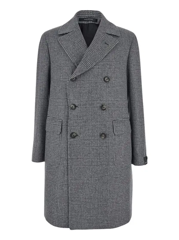 Tagliatore Londra Oversized Double-breasted Striped Wool-blend Coat - Grey