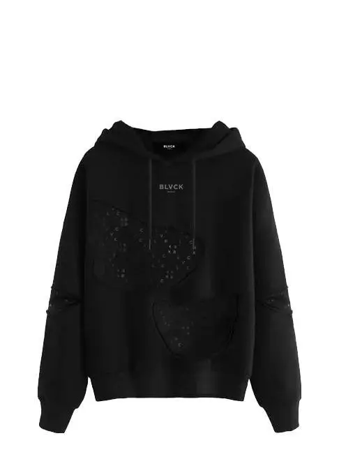 BLVCK Monogram Torn Hoodie - Black
