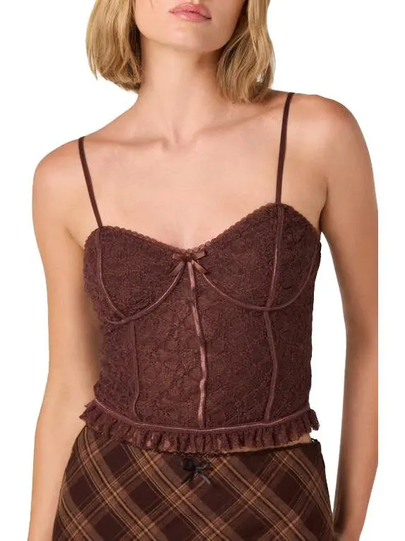 Astr The Label Lace Bustier Crop Camisole - Brown