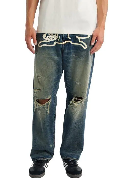 ICECREAM Nocturnal Ripped Cotton Jeans - Pistachio