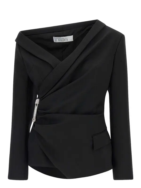 Giuseppe Di Morabito Wool Canvas Asymmetrical Blazer - Black