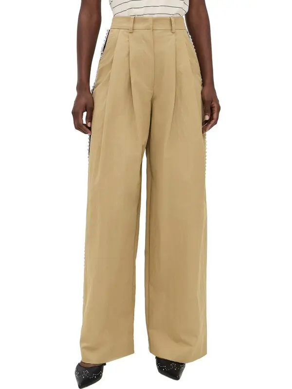 Essentiel Antwerp Iso Rhinestone Tape Pants - Sad Beige