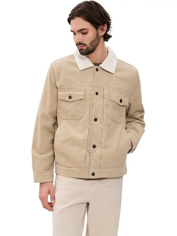 RHYTHM Flannel-lined Corduroy Trucker Jacket - Oak