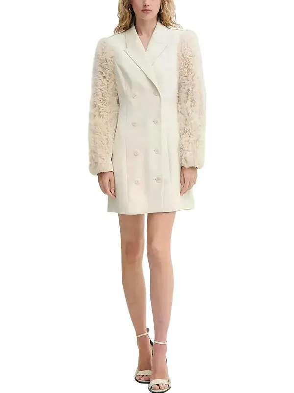 BRUUNS BAZAAR Ruffled-sleeve Double-breasted Dress - Neutrals