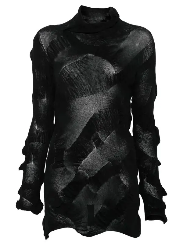 Yohji Yamamoto Gathered Long-sleeve Dress - Black