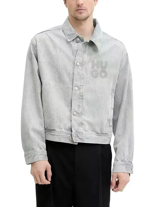 Hugo Boss Logo-embellished Denim Jacket - Grey