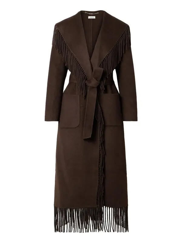 Simkhai Carrie Fringed Wool-blend Felt Coat - Brown