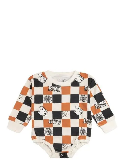 SWEET WINK Checkered Halloween Romper - Natural