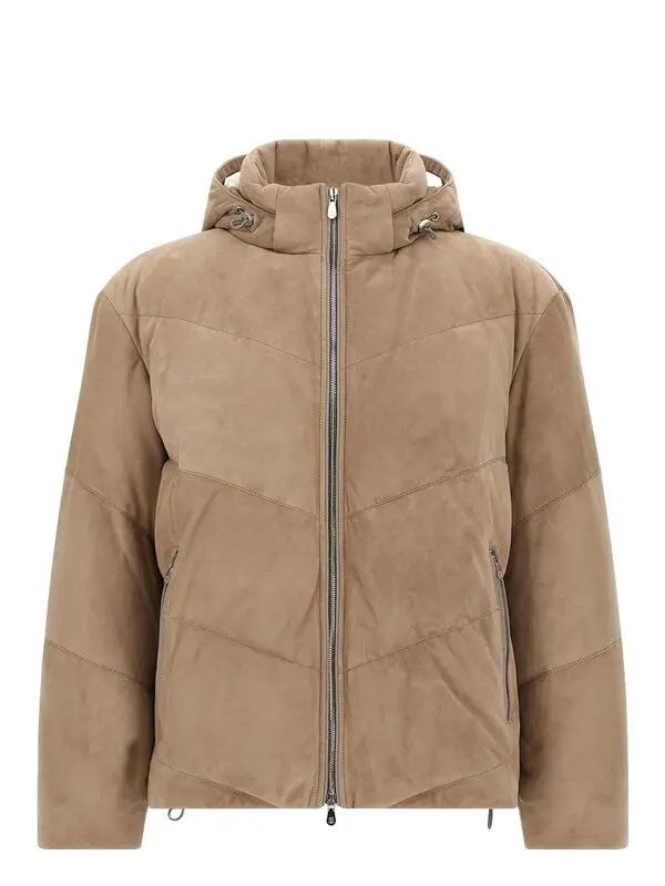 Brunello Cucinelli Suede Down Jacket - Beige