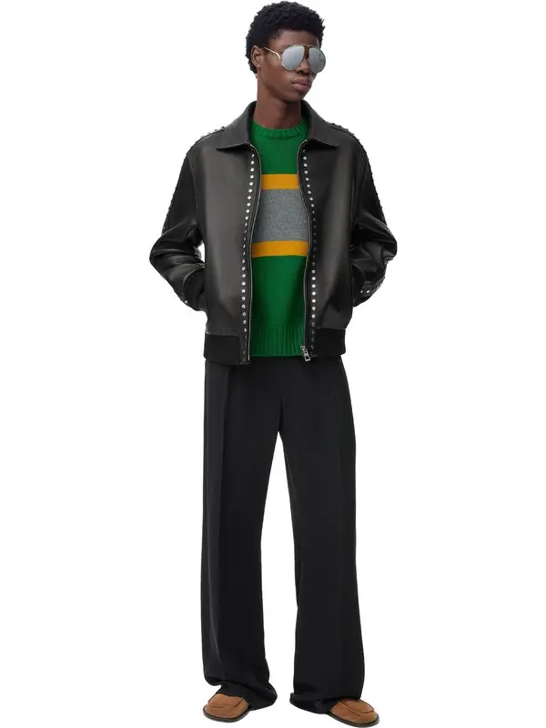 Loewe Nappa Lambskin Studded Bomber Jacket - Black