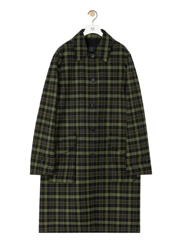 Loewe Cotton And Wool Tartan Coat - Black