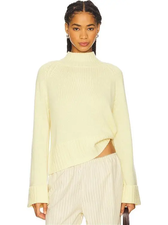 Autumn Cashmere 6-ply Cuffed Mock Neck Top - Sunfrost