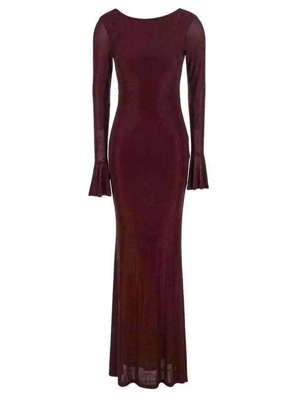 TWENTY FOURHAITCH Embellished Bell-sleeve Maxi Dress - Red