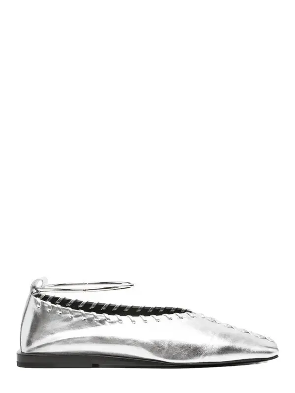 JIL SANDER Ankle-bracelet Ballet Flats - Sky Grey/silver