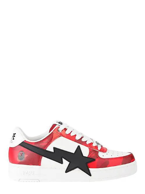 A BATHING APE Bape Sta Os #1 M1 Leather Trainers - Red