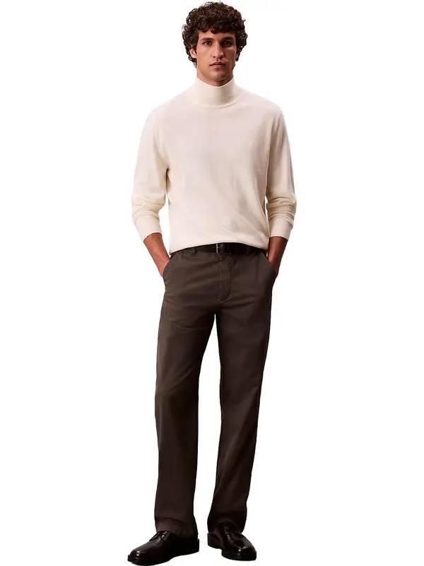 Calvin Klein Merino Wool Mock Neck Sweater - Antique White