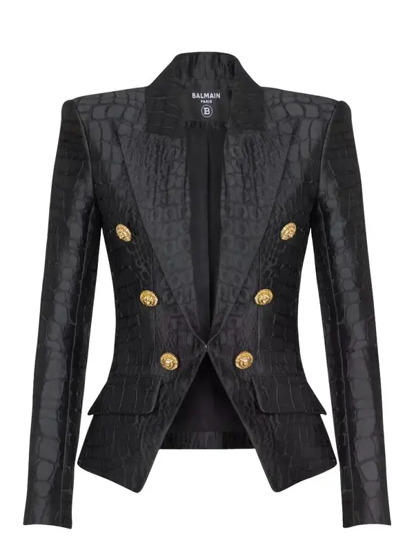 Balmain Crocodile-jacquard Blazer - Black