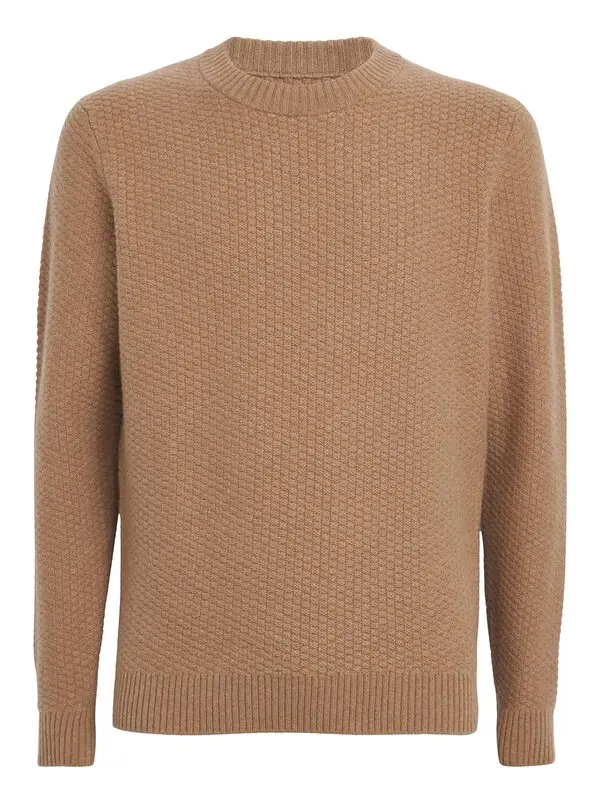 Harrods Cashmere Waffle Knit Sweater - Camel