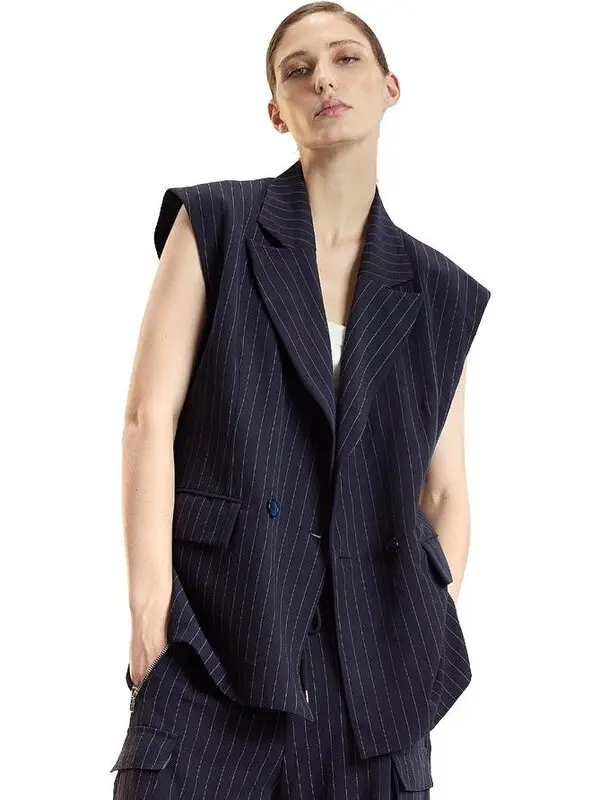 Cynthia Rowley Pinstripe Vest - Black