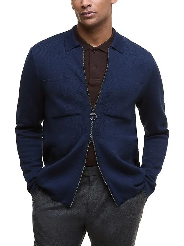 Barbour Crosscombe Zip-front Sweater - Navy Marl