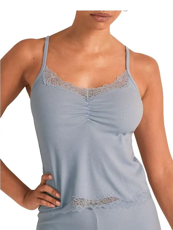 ADORE ME Rib Knit & Lace Cami Top - Light Blue