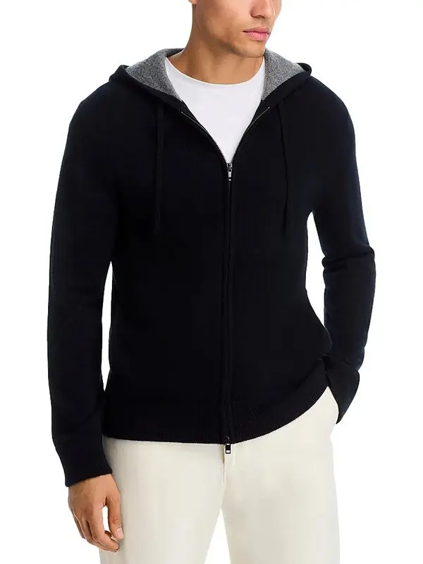 Vince Cashmere Zip-up Hoodie - Black/medium Gray