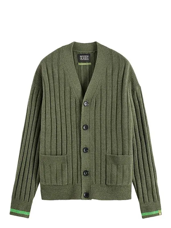 Scotch & Soda Soft Knit Dropped Shoulder Cardigan - Thyme