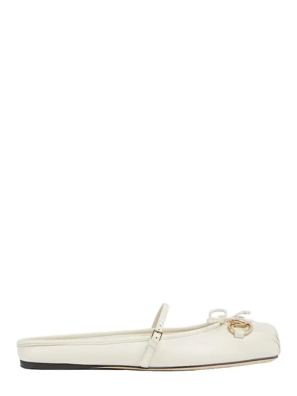 Gucci Horsebit Ballet Flat Mule - White