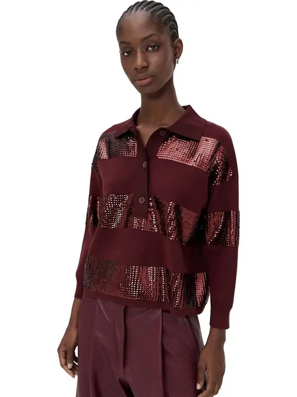 Essentiel Antwerp Illuminati Sequined Polo - Combo3 Margot Mauve