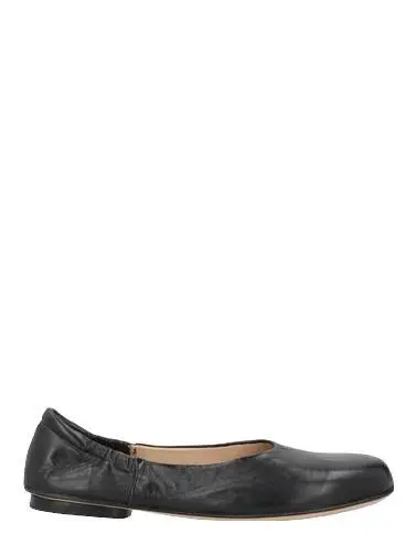 POMME D'OR Leather Ballet Flats - Black